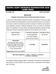 OJEE adds 5 new cities for 2020 exam in light of COVID-19 pandemic ...
